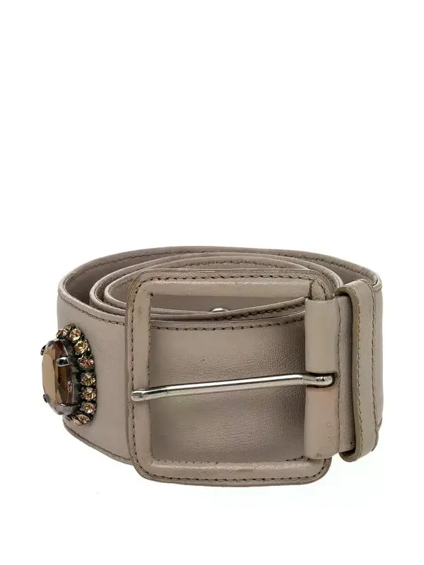 Miu Miu Embellished Leather Belt - Neutrals