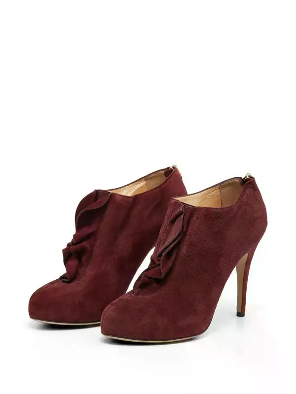 Valentino Garavani Suede Ruffle Trim Ankle Boots