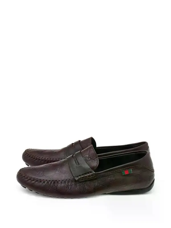 Gucci Guccissima Leather Penny Loafers - Brown