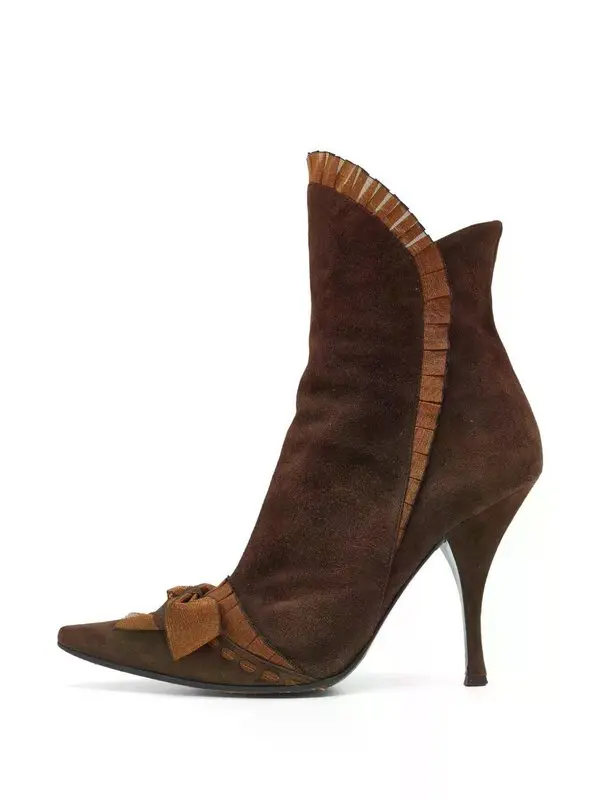 Casadei Bow Detail Ruffle Trim Ankle Boots