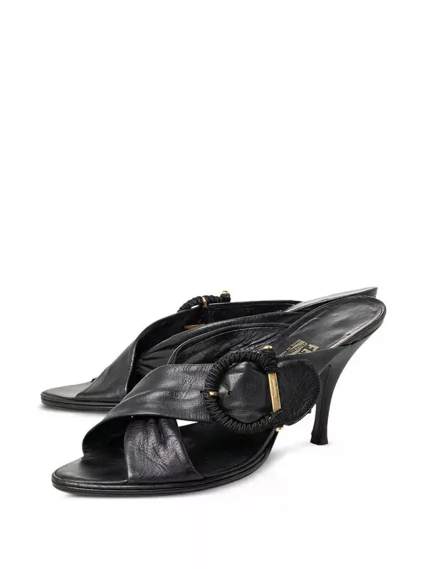 FERRAGAMO Buckle Crossover Sandals - Black