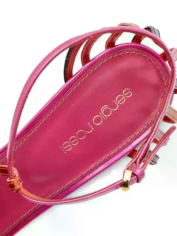SERGIO ROSSI Patent Leather T-strap Platform Sandals