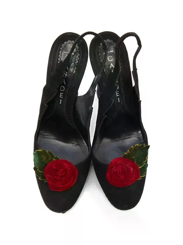 Casadei Rose Detail Slingback Platform Pumps