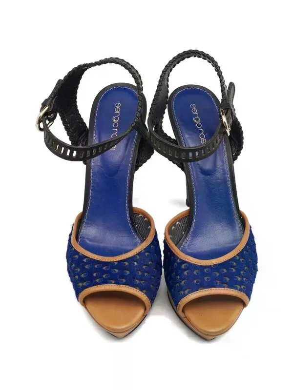SERGIO ROSSI Calf Leather Platform Ankle-strap Sandals
