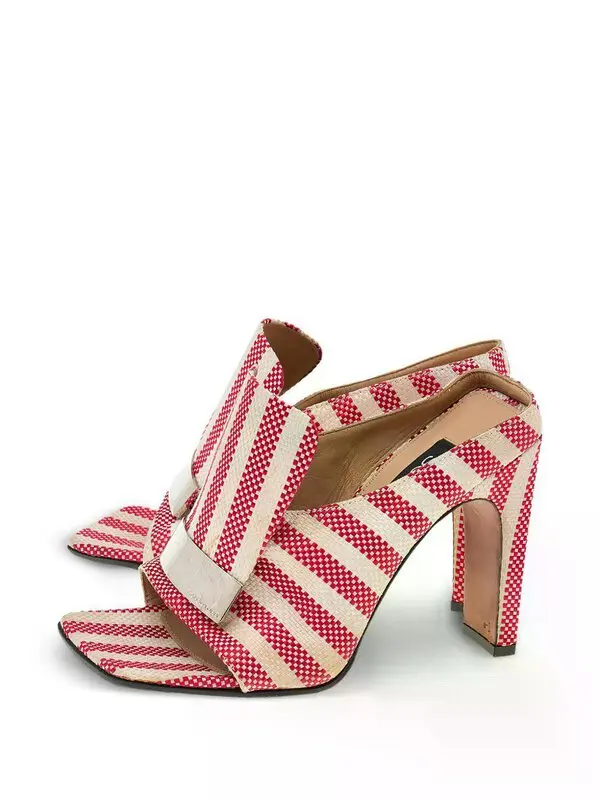 SERGIO ROSSI Striped Metal-detail Heeled Sandals - Red