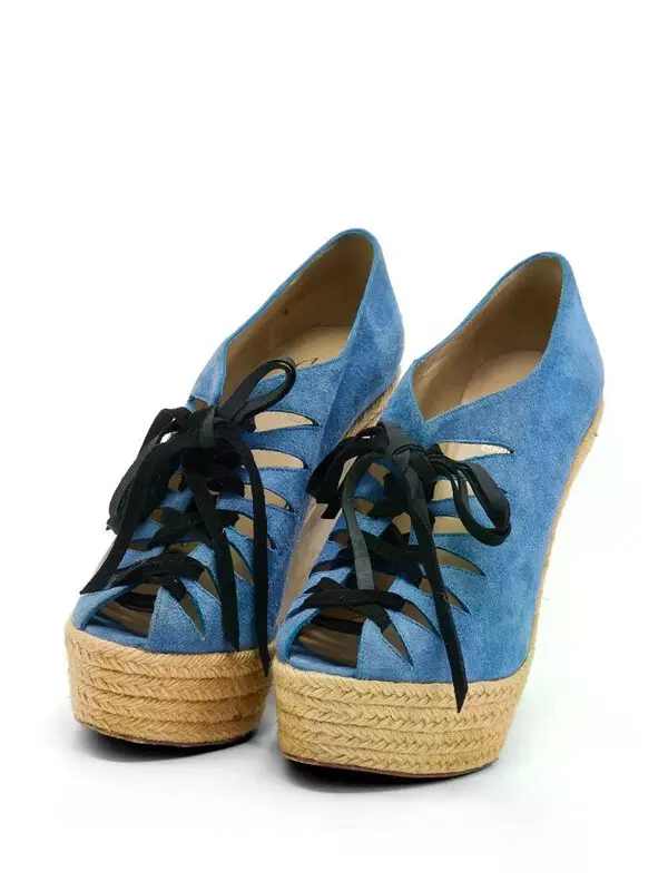 CHRISTIAN LOUBOUTIN Suede Wedge Espadrille Sandals
