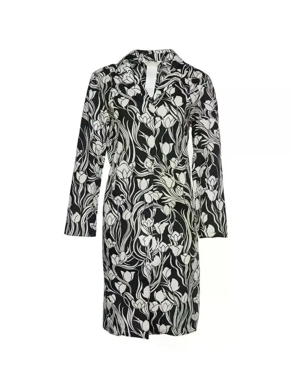 Max Mara Floral Print Cotton Shirt Dress - Black