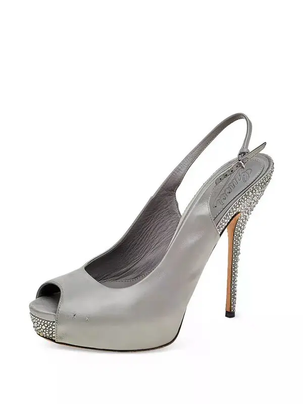 Gucci Crystal-embellished Platform Sandals - Grey