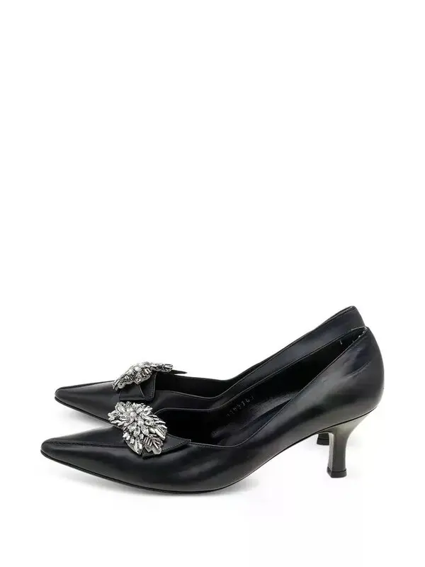 FERRAGAMO Crystal-embellished Leather Pumps