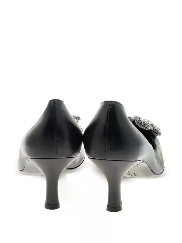 FERRAGAMO Crystal-embellished Leather Pumps