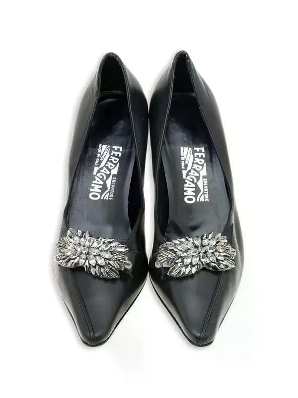 FERRAGAMO Crystal-embellished Leather Pumps