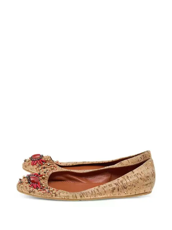 Oscar De La Renta Embellished Ballet Flats - Neutrals