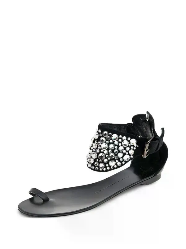 GIUSEPPE ZANOTTI Embellished Ankle-wrap Flat Sandals