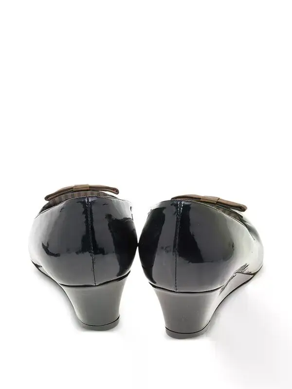 Fendi Patent Calf Leather Bow Wedge Pumps