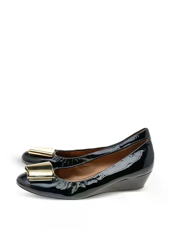 FERRAGAMO Patent Leather Wedge Pumps