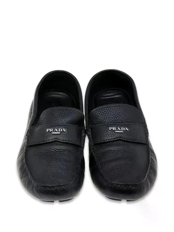 Prada Logo Plaque Slip-on Loafers