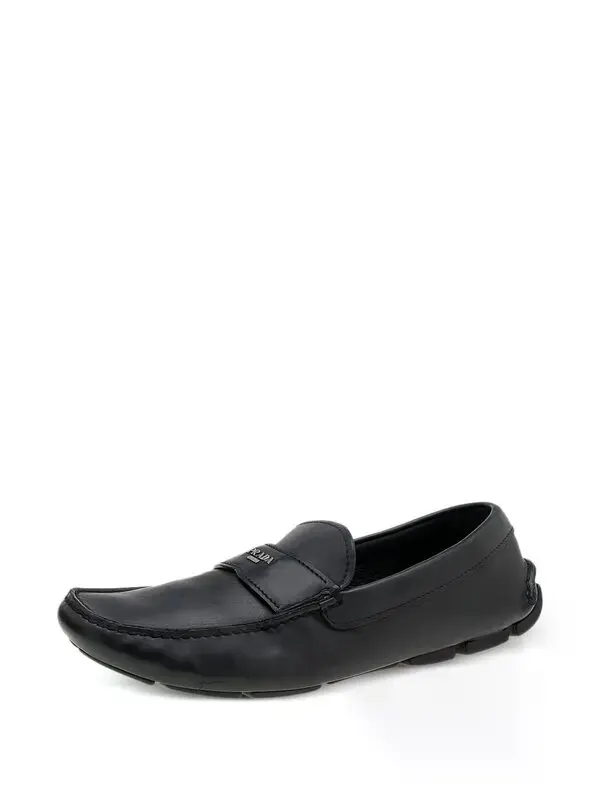 Prada Logo Plaque Leather Loafers