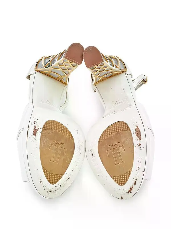 LORIBLU Peep-toe Ankle Strap Heeled Sandals