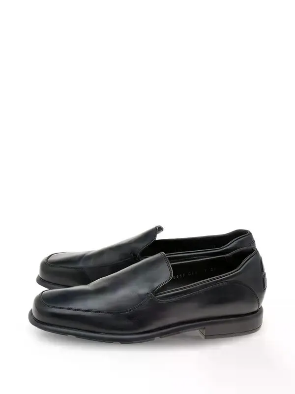 FERRAGAMO Leather Square Toe Slip-on Loafers - Black
