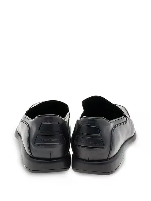FERRAGAMO Leather Square Toe Slip-on Loafers