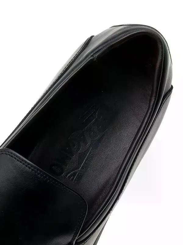 FERRAGAMO Leather Square Toe Slip-on Loafers
