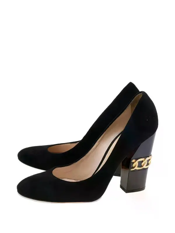 Casadei Chain-embellished Block-heel Pumps - Black