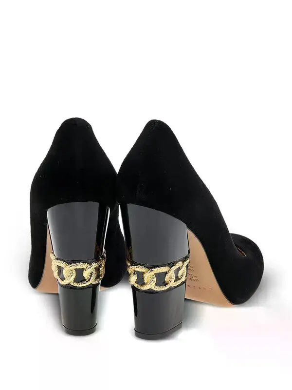 Casadei Chain-embellished Block-heel Pumps