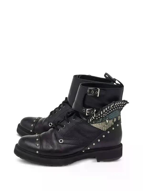 Fendi Buckled Python-embossed Ankle Boots