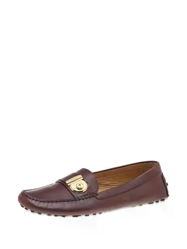 FERRAGAMO Gancini Plaque Leather Loafers