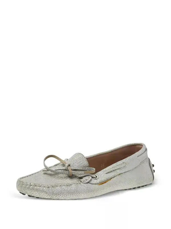 TOD'S Glitter Loafers With Bow Detail