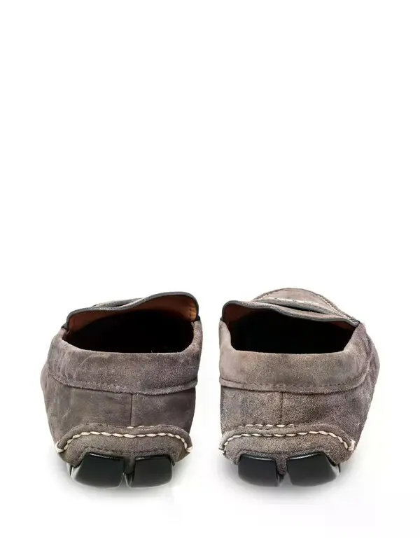 Prada Suede Loafers With Logo Plaque