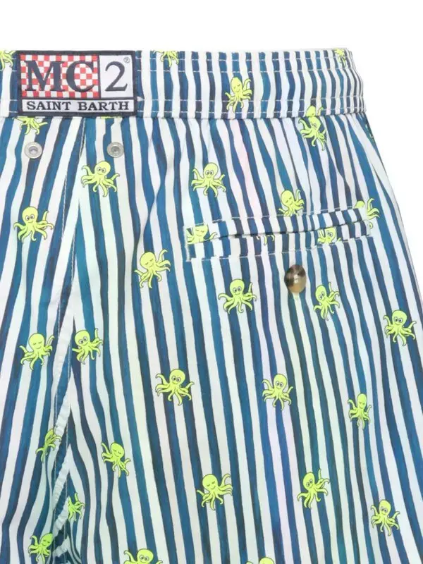 MC2 SAINT BARTH Striped Swim Shorts With Octopus Motif