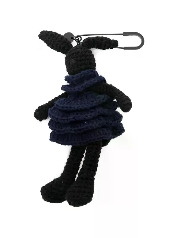 JUUN.J Crochet Rabbit-motif Keyring - Black