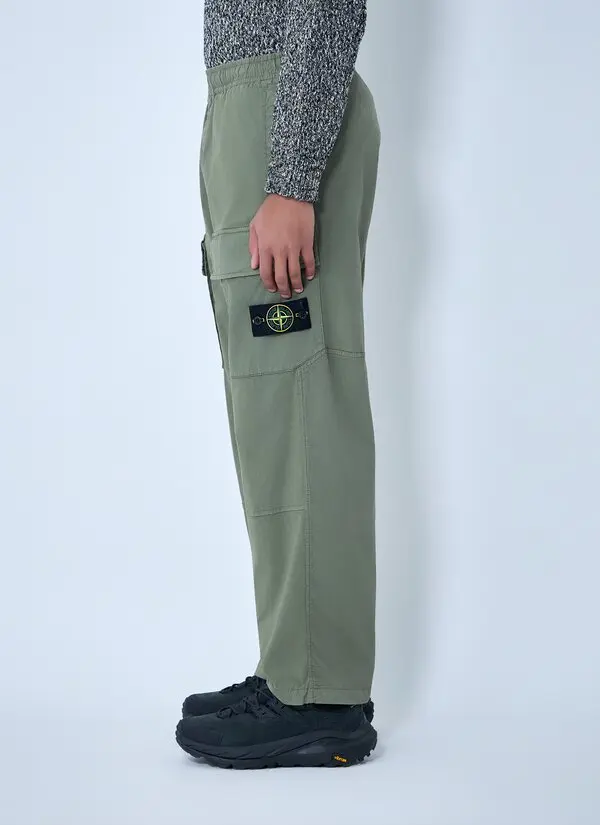Stone Island Logo Patch Cargo Trousers - Green