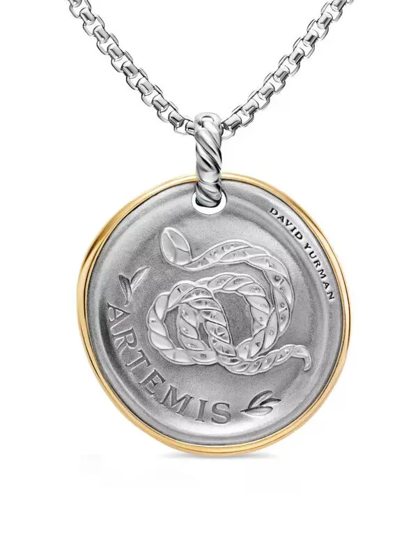 David Yurman Sterling And 14k Yellow Gold Diamond Pavé Artemis Medallion Amulet - Silver