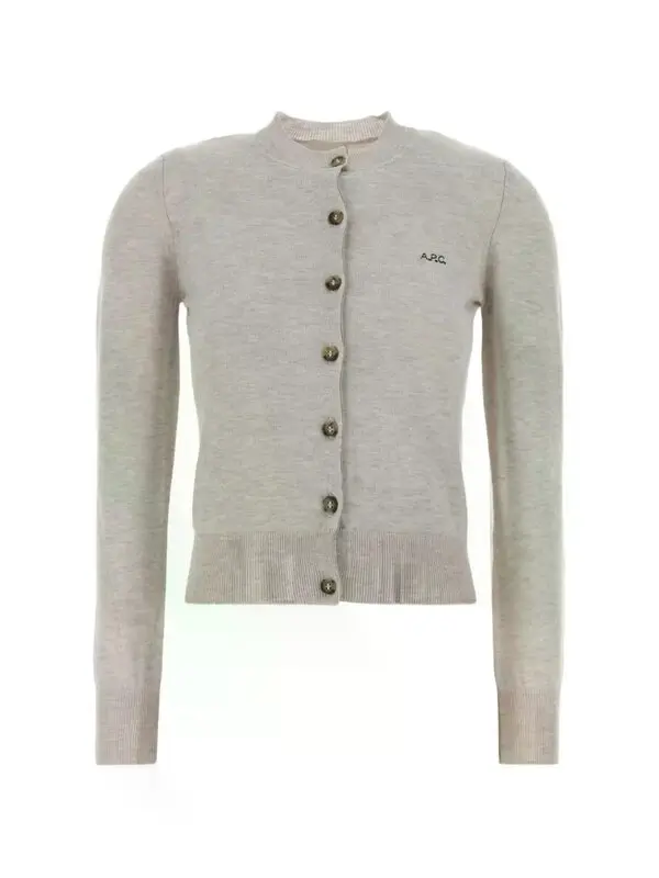 A.p.c. Rosa Logo-embroidered Cardigan - Grey