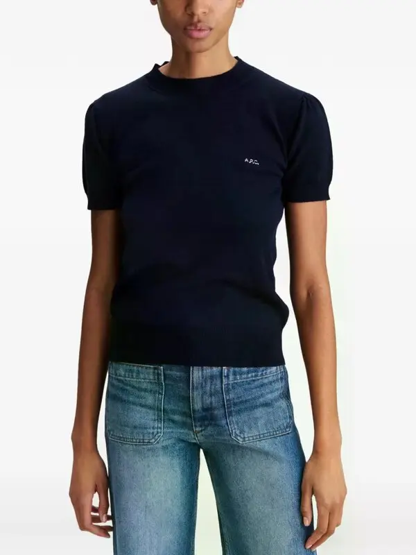 A.p.c. Gia Logo-embroidered T-shirt - Blue