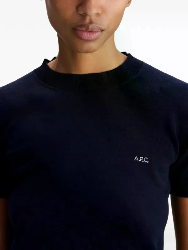 A.p.c. Gia Logo-embroidered T-shirt - Blue