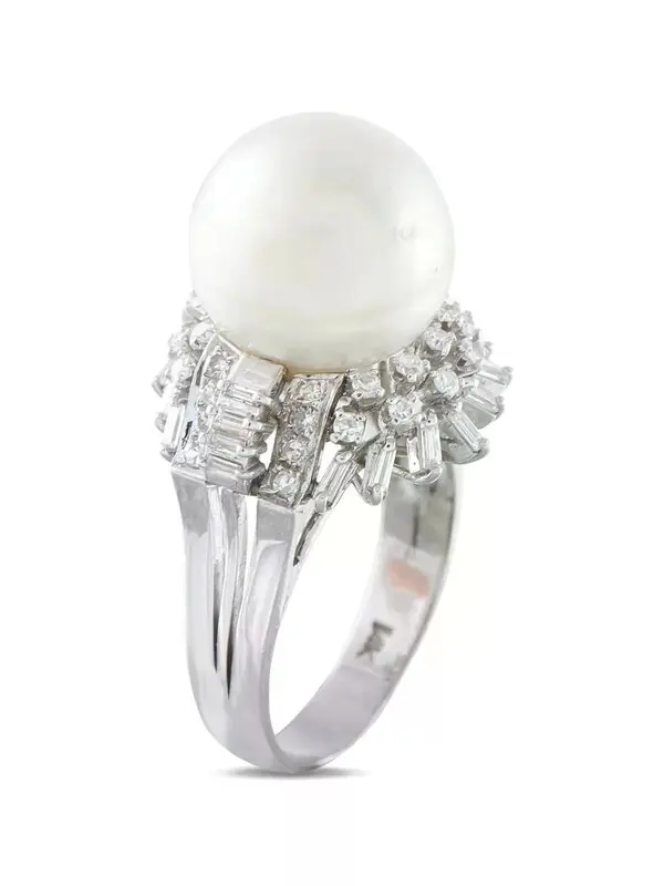 LB EXCLUSIVE 14k White Gold Pearl And Diamond Ring