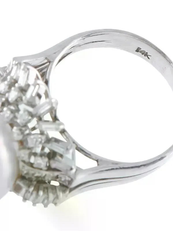 LB EXCLUSIVE 14k White Gold Pearl And Diamond Ring