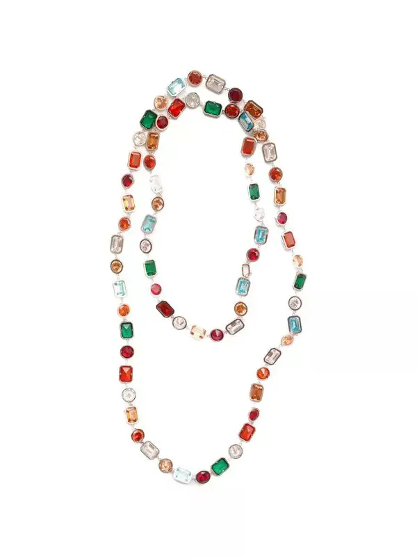 IZABEL DISPLAY Mega Cubic Zirconia Embellished Long Necklace - Silver