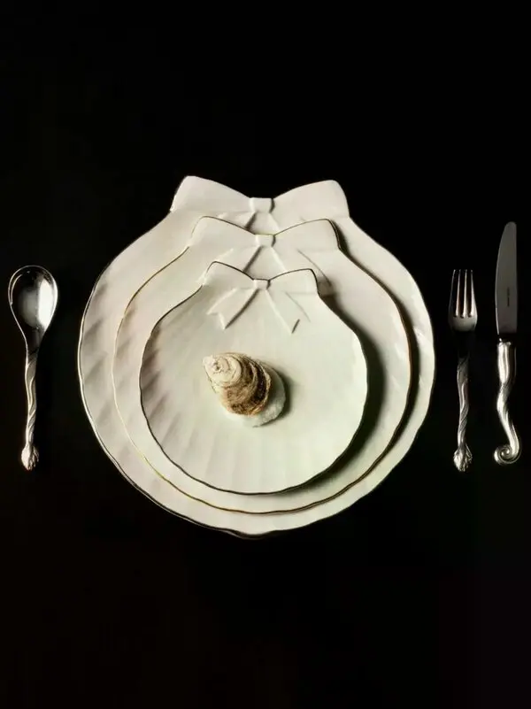 GOHAR WORLD Sadaf Bow-detail Dinner Plate