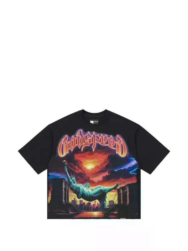 GODSPEED Burnt Bridges Graphic-print Cotton T-shirt