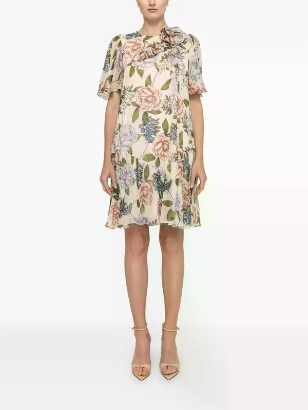 NISSA Floral-print Ruffled Mini Dress