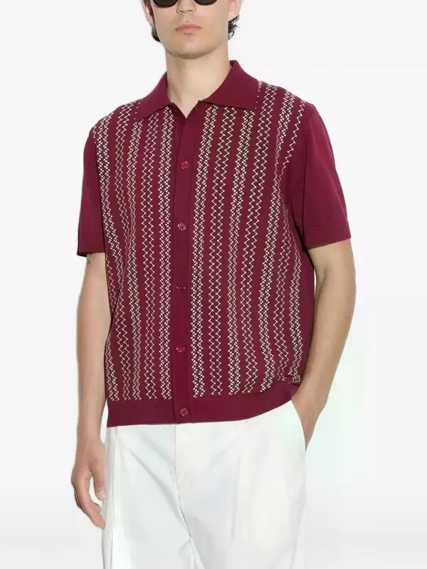 PAOLO PECORA Stripe-embroidered Short-sleeve Shirt