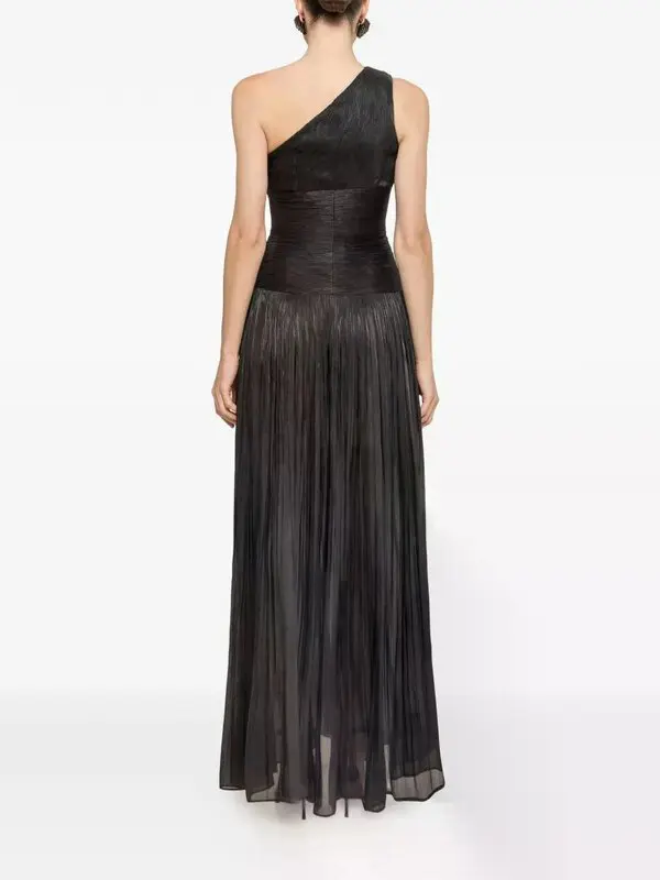 NISSA One-shoulder Plissé-effect Maxi Dress
