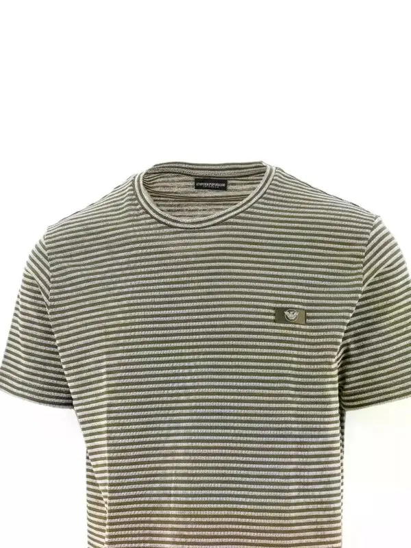 Emporio Armani Striped Logo-patch T-shirt