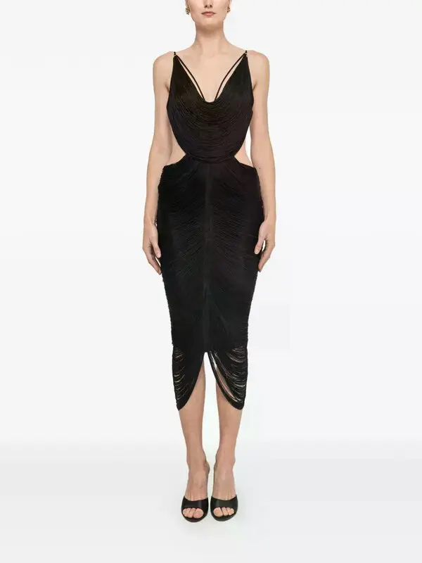 NISSA Fringed Backless Dress