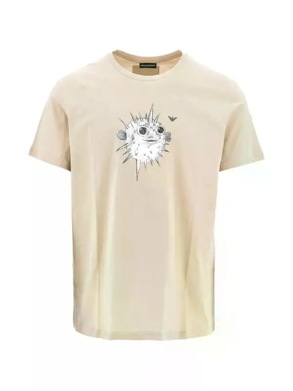 Emporio Armani Puffer-fish Print T-shirt - Neutrals