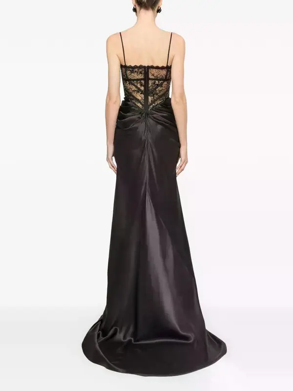 NISSA Sequin-embellished Maxi Dress With Lace Panels